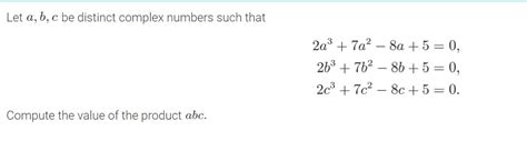 solved let a b c be distinct complex numbers such that 2a