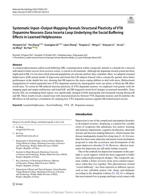 Systematic Inputoutput Mapping Reveals Structural Plasticity Of Vta
