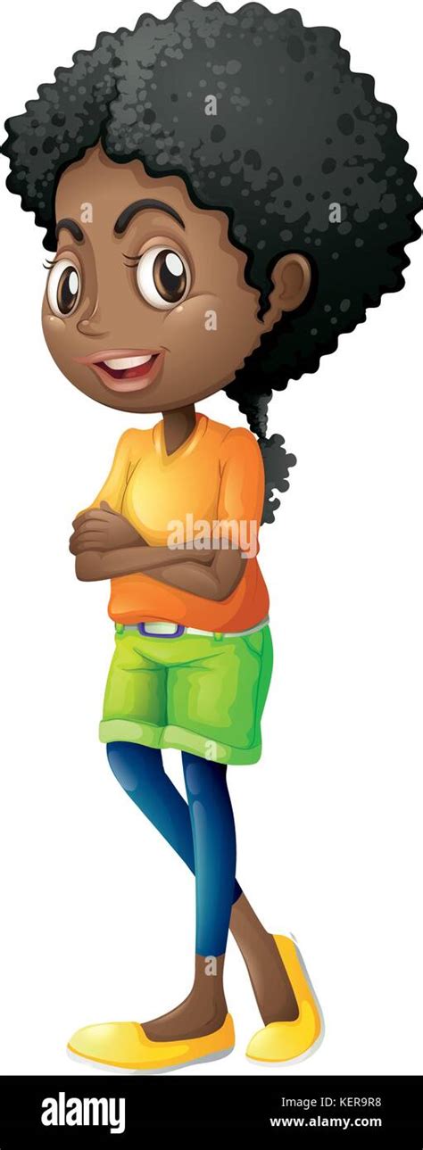 Illustration Of A Tan Young Lady On A White Background Stock Vector
