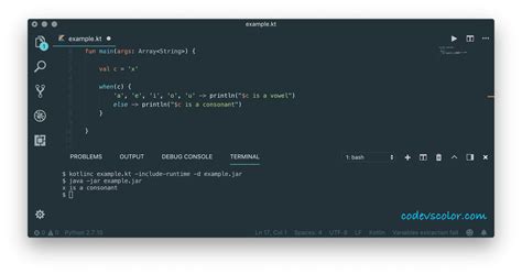 kotlin program to check if an alphabet is vowel or not codevscolor