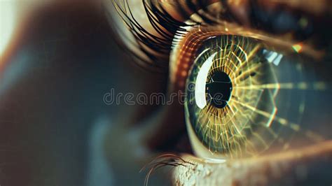 A Realistic Capturing A Biometric Retina Scan The Eye Is Open With A Sophisticated Scanner