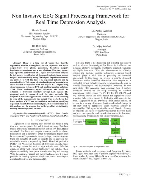 Pdf Non Invasive Eeg Signal Processing Framework For Real Time Depression Analysis