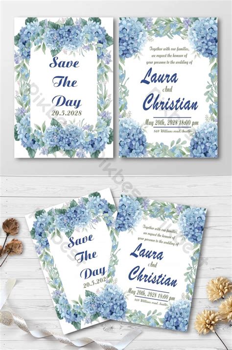 Hydrangea Flower Wedding Invitation Template Ai Free Download Pikbest
