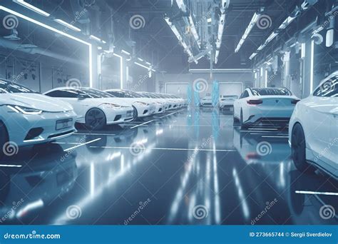 White Large Modern And Smart Factory That Is Focused On Electric Cars