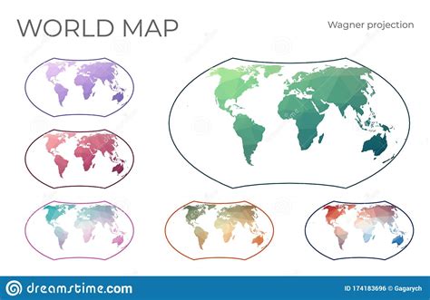 Low Poly World Map Set Stock Vector Illustration Of Poly 174183696