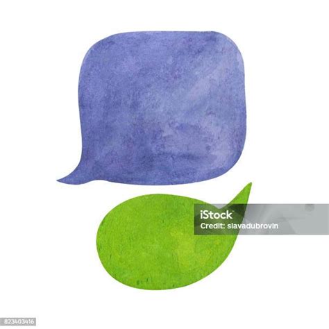 흰색 바탕에 수채화 연설 거품이 있다입니다 자주색 파란과 녹색 텍스트 거품 구름 그린 요소입니다 공란에 대한 스톡 벡터 아트 및 기타 이미지 Istock