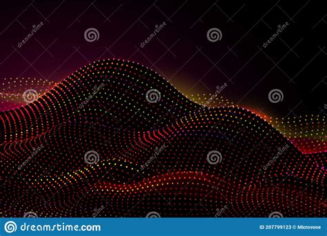 Dots Digital Landscape Abstract Technology Sound Wave Data Science Particles Background Stock