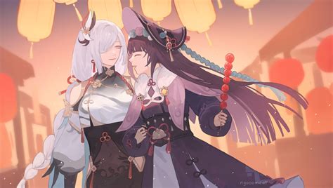 Shenhe And Yun Jin Genshin Impact Drawn By Nyoomcat Danbooru