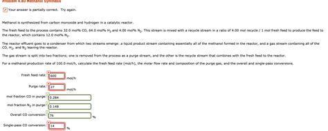 Solved Problem 4 80 Methanol Synthesis Your Answer Is Chegg Com
