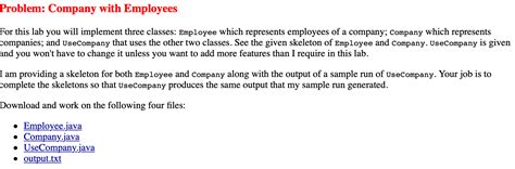 Solved 1 Employeejava Complete The Implementation Of