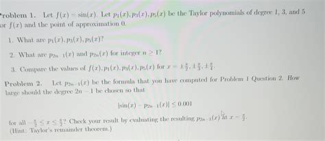 Solved Roblem 1 Let F X Sin X Let P1 X P3 X P5 X Be