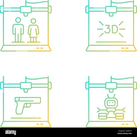 Produce 3d Models Gradient Linear Vector Icons Set Stock Vector Image And Art Alamy