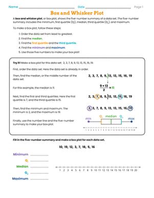 Box and Whisker Plot | Worksheet | Education.com - Worksheets Library