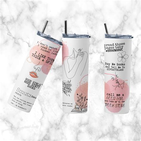 Smut Slut Book Reader Tumbler Wrap PNG Print Reading Books Book Lovers Smut Adult Rose