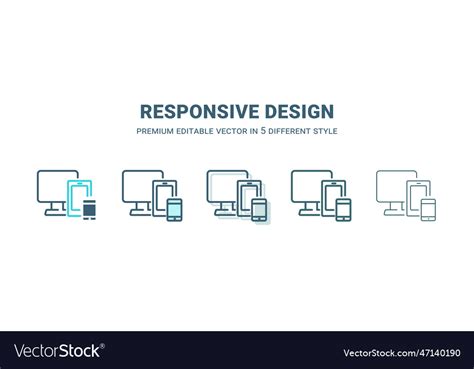 Responsive Design Icon In 5 Different Style Vector Image