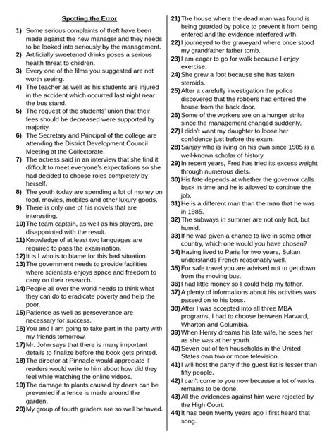 Spotting The Error Questions Pdf