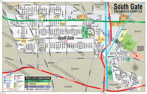 South Gate Map Los Angeles County Ca Files Pdf And Ai Editable