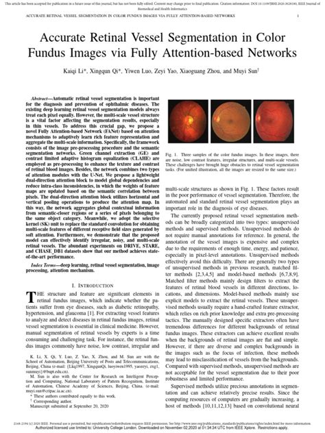 Accurate Retinal Vessel Segmentation In Color Fundus Images Via Fully