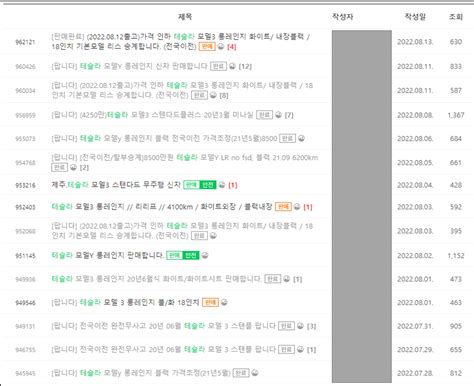 테슬라 중고매물이 엄청 올라오네요 클리앙