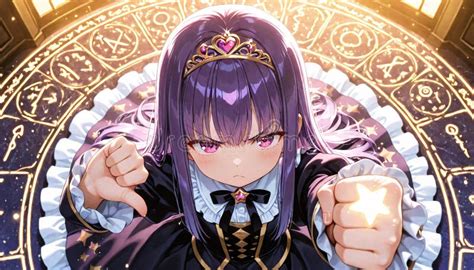 Magical Princess Anime Girl Thumbs Down With Star Hand Stock