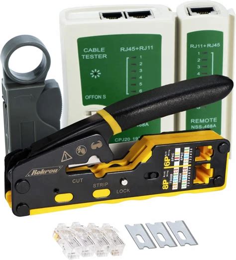 Rj45 Crimp Tool Pass Through Ethernet Crimper Cat6 Cat5e Cat5 Connector