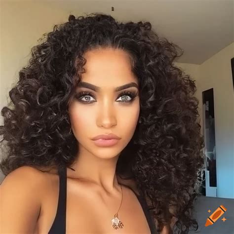 Mirror Selfie Of An Attractive Woman With Curly Hair On Craiyon
