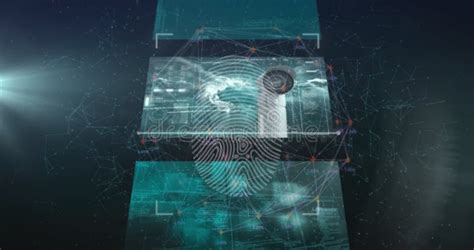 Animation Of Fingerprint Over Shapes And Digital Screens Stock Footage