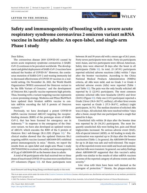 Pdf Safety And Immunogenicity Of Boosting With A Severe Acute