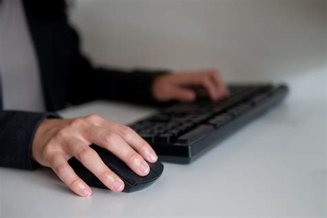 Premium Photo Working With Hands On Mouse And Keyboard In Business And Education Concept