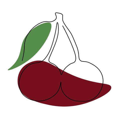 Cherry Drawing Drawn With One Continuous Line 22006116 Vector Art At