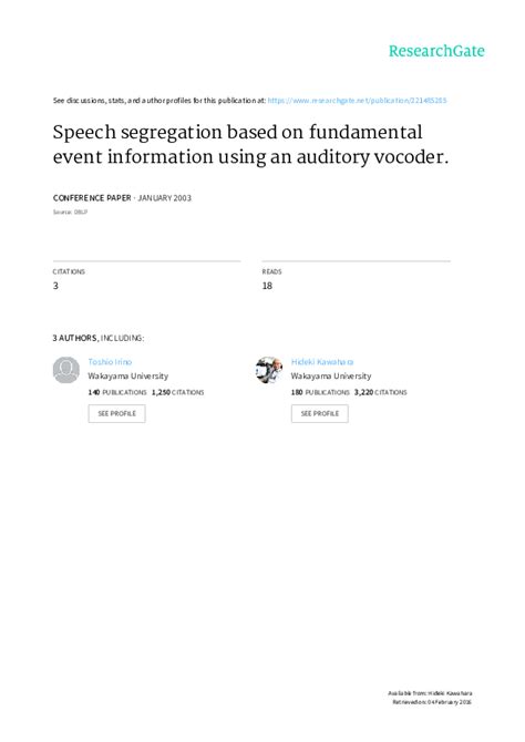 pdf speech segregation based on fundamental event information using