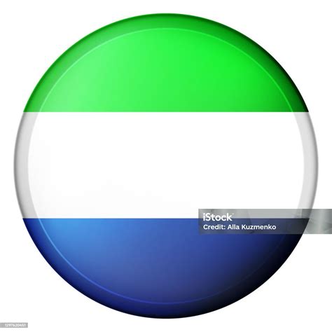 시에라리온의 깃발이 달린 유리 라이트 볼 둥근 구 템플릿 아이콘 국가 기호 흰색 배경에 강조 표시된 광택 사실적 공 3d 추상 벡터 일러스트레이션 큰 거품 3차원 형태에