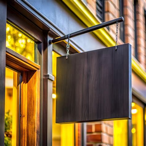 3d 검은 나무 표지판 상점 앞 창문 모형 프리미엄 Ai 생성 벡터