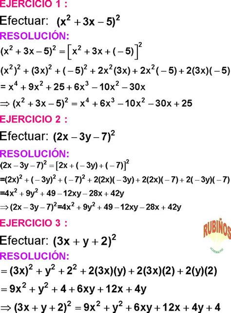 Cuadrado De Un Trinomio Ejemplos Y Ejercicios Resueltos De Productos Notables Ejercicios