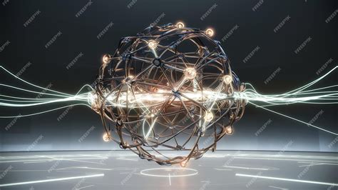Futuristic 3d Rendering Of Complex Network Structure With Glowing Nodes And Connecting Lines