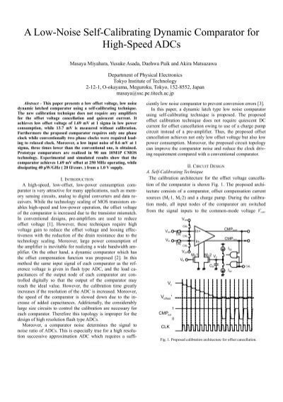 A Low Noise Self Calibrating Dynamic Comparator For High Speed
