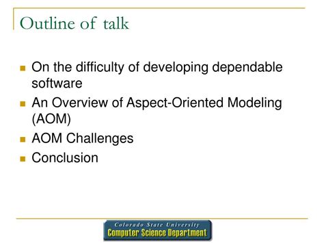Ppt Developing Dependable Systems Using Aspect Oriented Modeling Techniques Promises