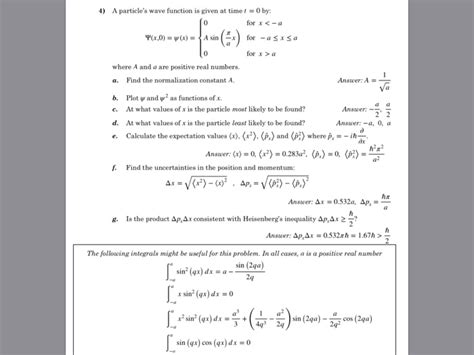 solved 4 a particle s wave function is given at time 0