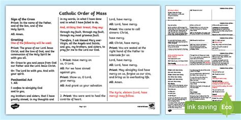 Catholic Church Mass Outline St Joseph Sunday Missal Prayerbook And
