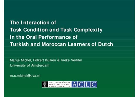 pdf the interaction of task condition and task complexity in the oral
