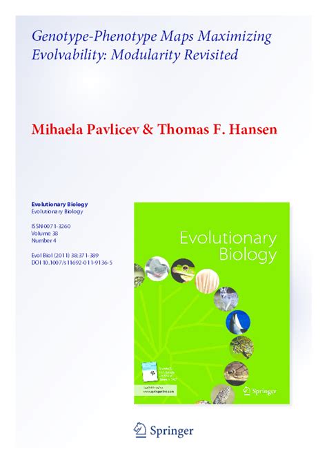 Pdf Genotype Phenotype Maps Maximizing Evolvability Modularity