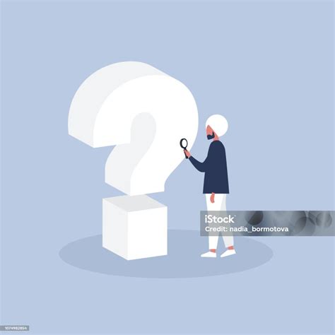 질문 3 차원 기호입니다 젊은 인도 돋보기를 통해 보이는 문자 평면 편집 가능한 벡터 그림 클립 아트 물음표에 대한 스톡 벡터 아트 및 기타 이미지 Istock