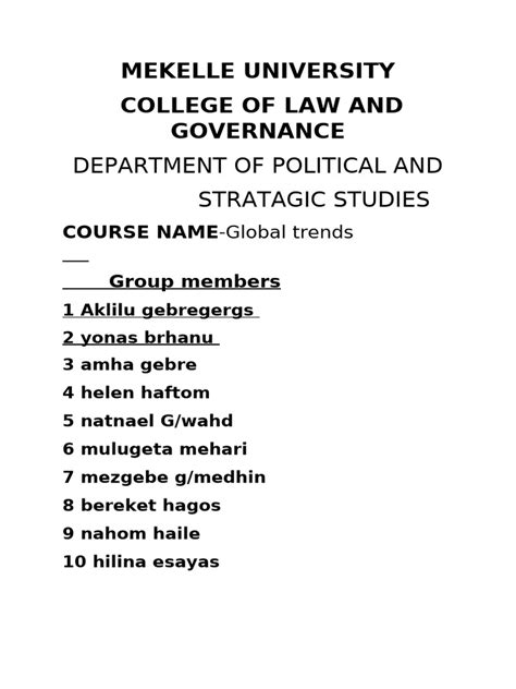 Mekelle University Pdf Globalization Developing Country