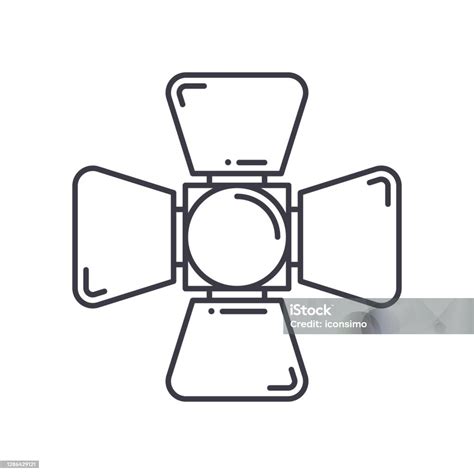스튜디오 라이트 아이콘 선형 절연 일러스트레이션 씬 라인 벡터 웹 디자인 사인 흰색 배경에 편집 가능한 스트로크가 있는 개요