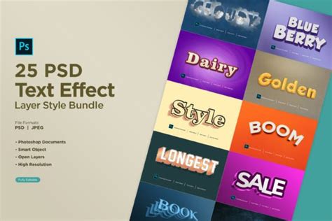 25 Text Effect Layer Style Bundle Vol 10 Graphic By Shahsoft Creative Fabrica