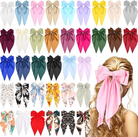 Mimorou 36 Pcs Big Hair Bows For Women Silky Satin Hair