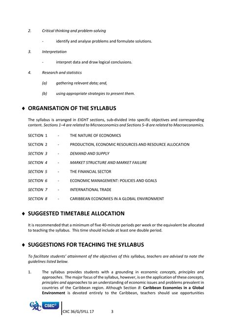 Cxc Csec Syllabus For Economics Pdf Educational Assessment Education