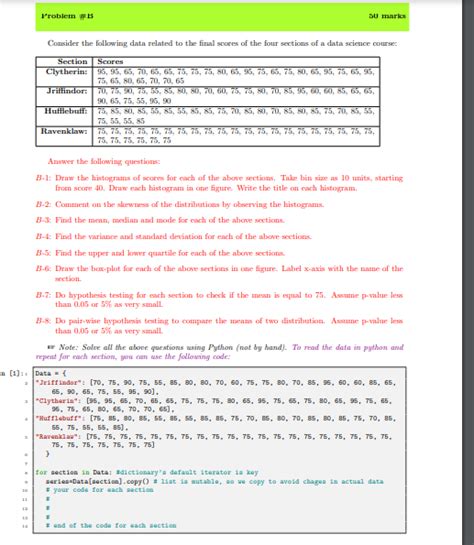 Problem B 50 Marks Consider The Following Data Chegg Com