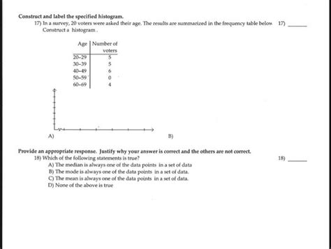 solved construct and label the specified histogram 17 in a