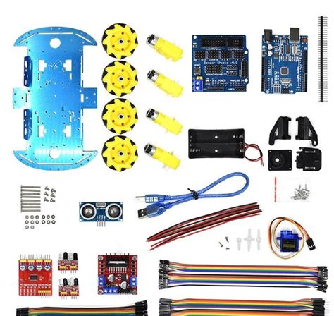 Комплект деталей 4wd с шасcи на Arduino Uno с вездеходными колесами и УЗ датчиком Н купить на
